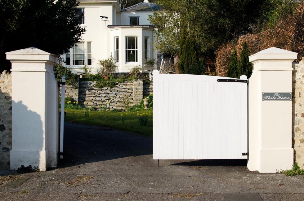 Painted Hard Wood Double Gates & French Doors | Broadoak Carpentry and ...